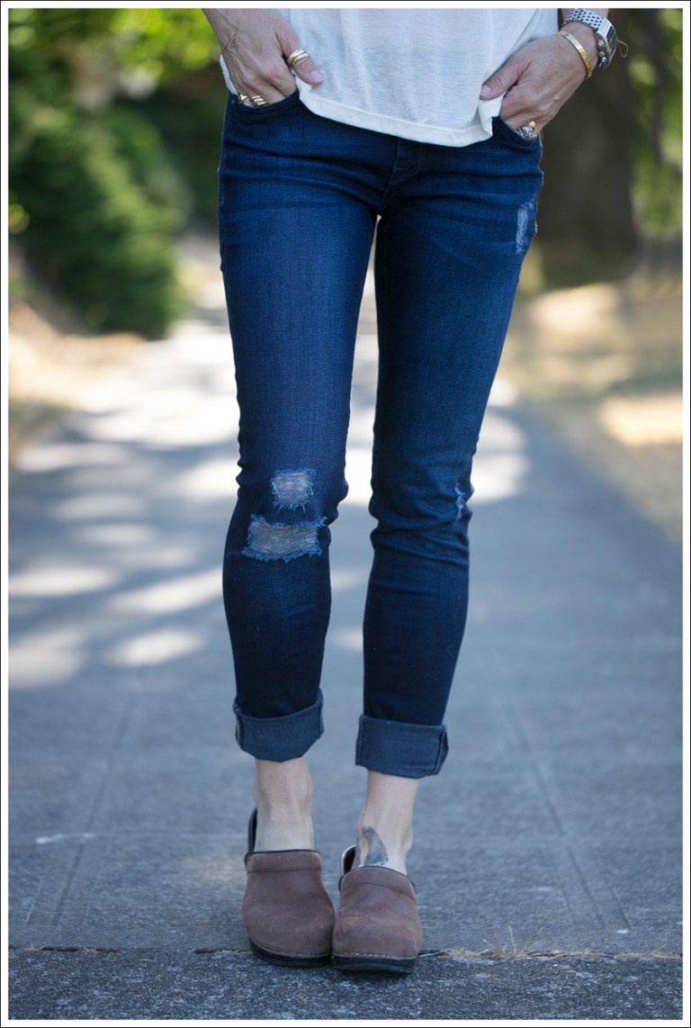 Topknots and thrifted clogs!